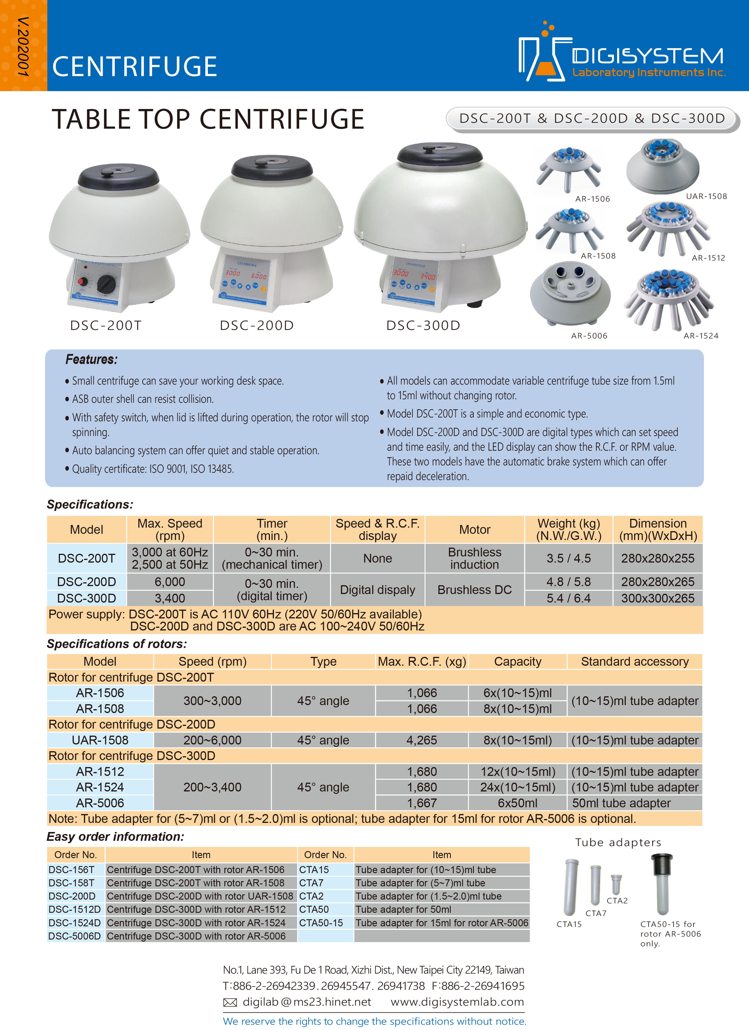 Table top centrifuge